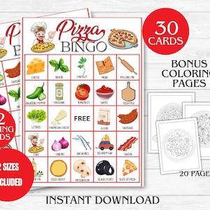 Pizza Bingo, Pizza Bingo Party Game, Pizza Photobooth, Pizza Activity ...