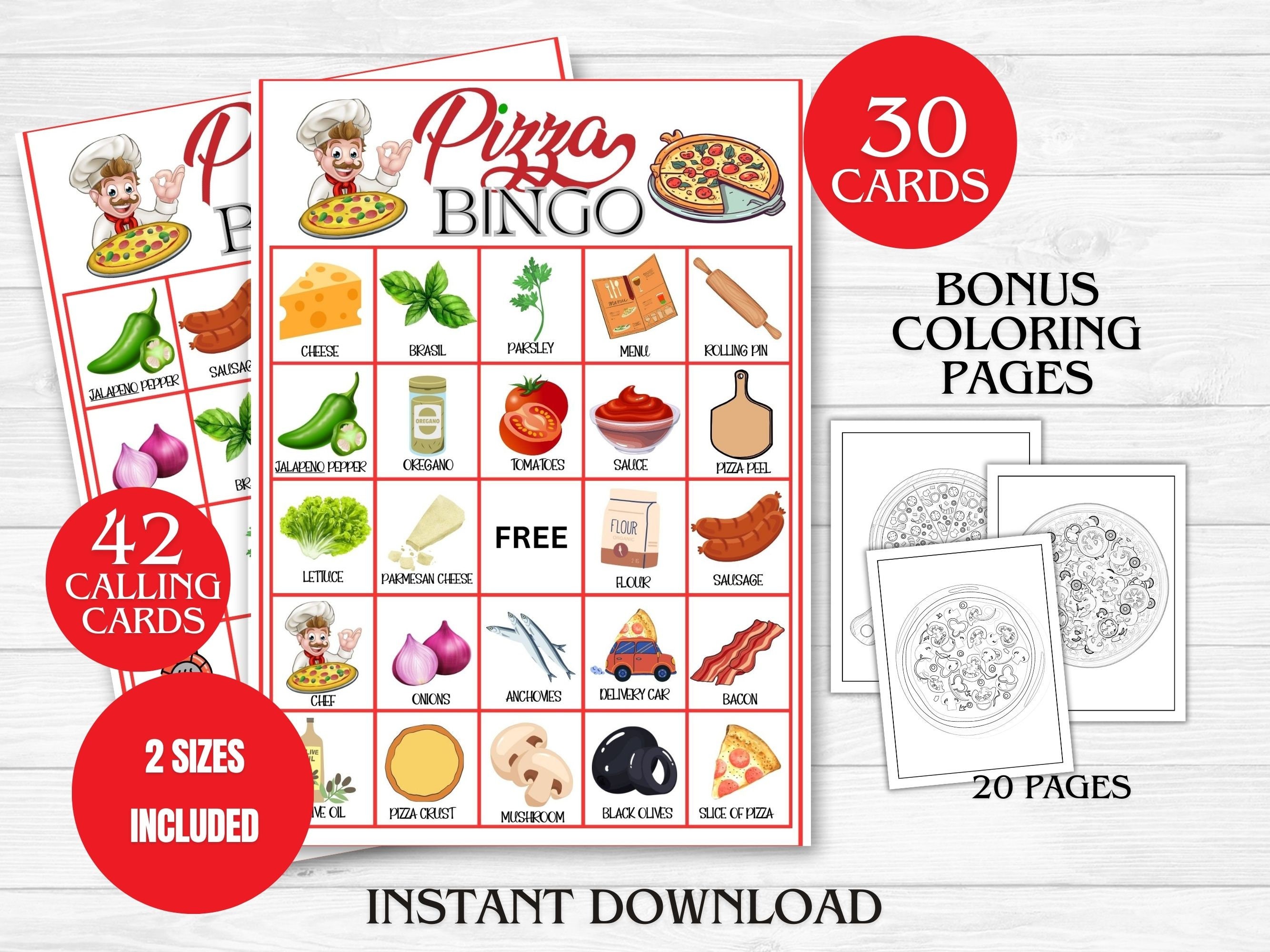 Pizza Bingo, Pizza Bingo Party Game, Pizza Photobooth, Pizza Activity ...