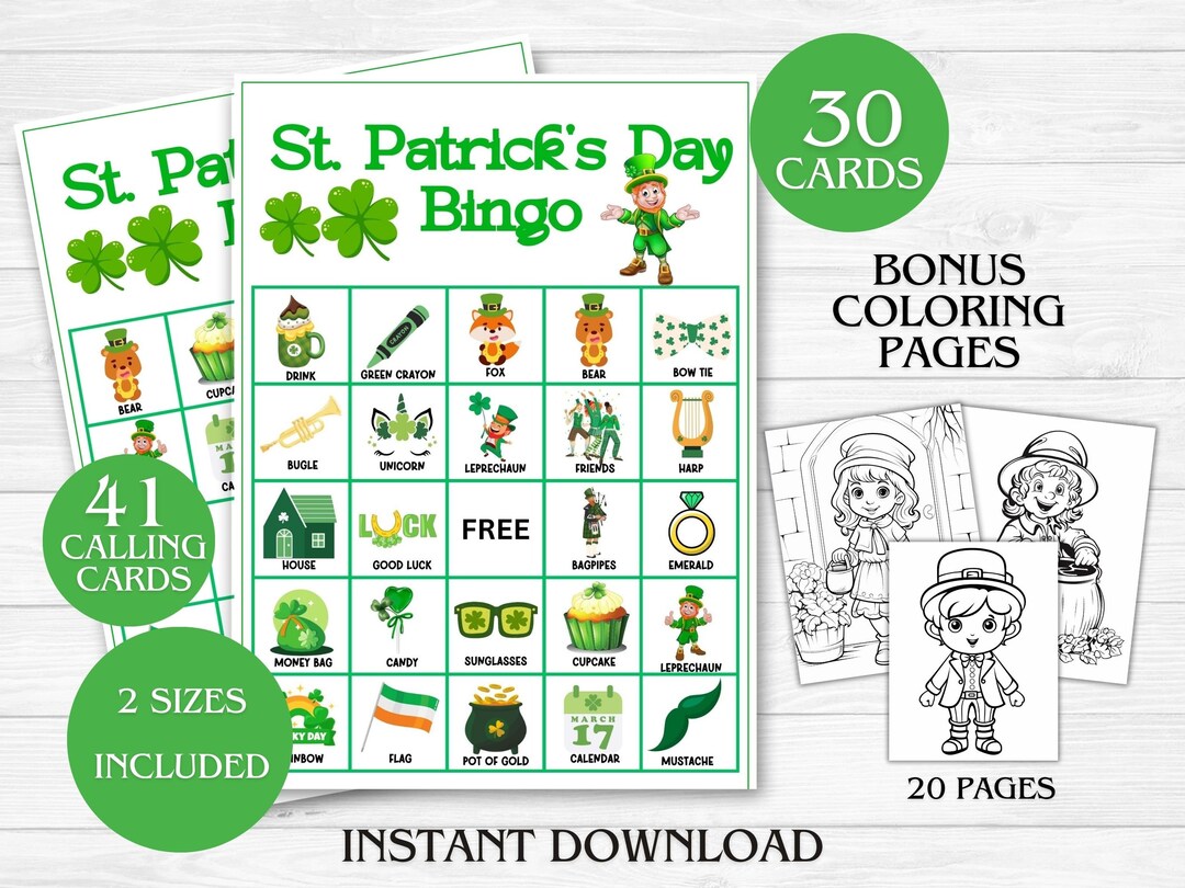 St Patrick's Day Bingo Cards, Party Game for St Patrick's Day, Paddy's ...