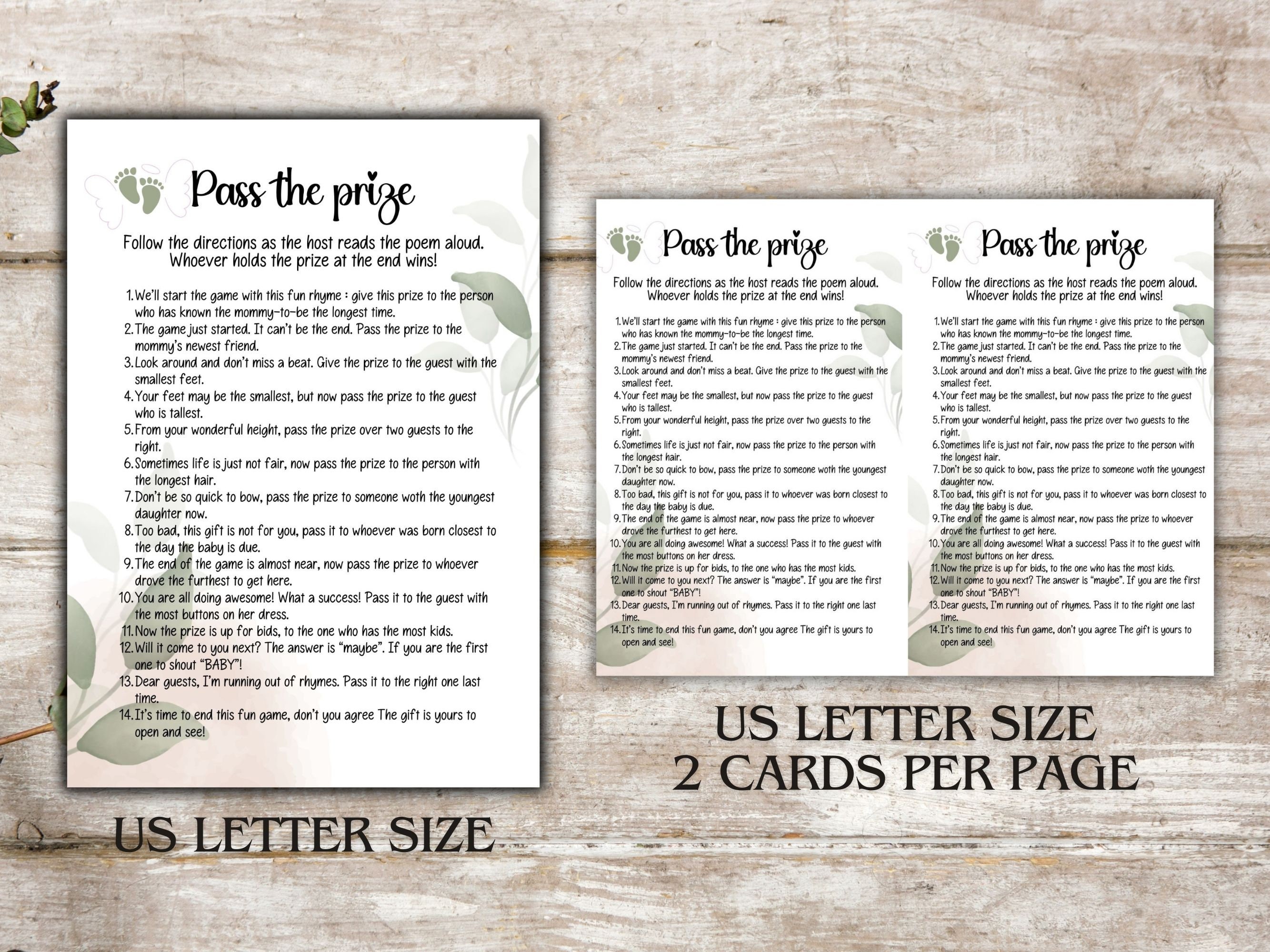 Pass the Prize Game Baby Shower Pass the Prize Poem Game Printable Baby ...