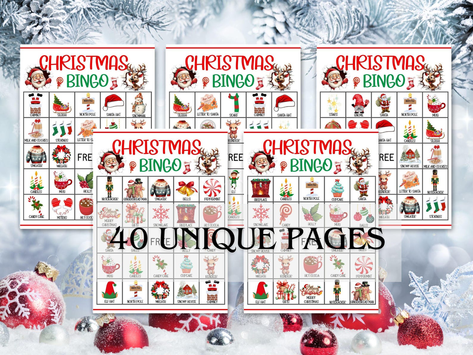 Christmas Bingo Cards, Christmas Activity, Printable Christmas Bingo ...