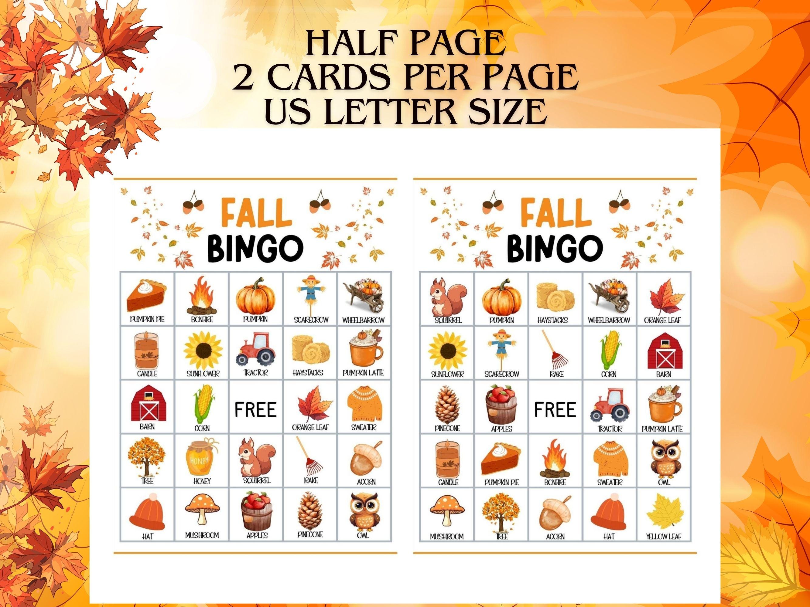 Fall Bingo Game, Autumn Bingo, Autumn Activity for Kids, Kids Autumn ...