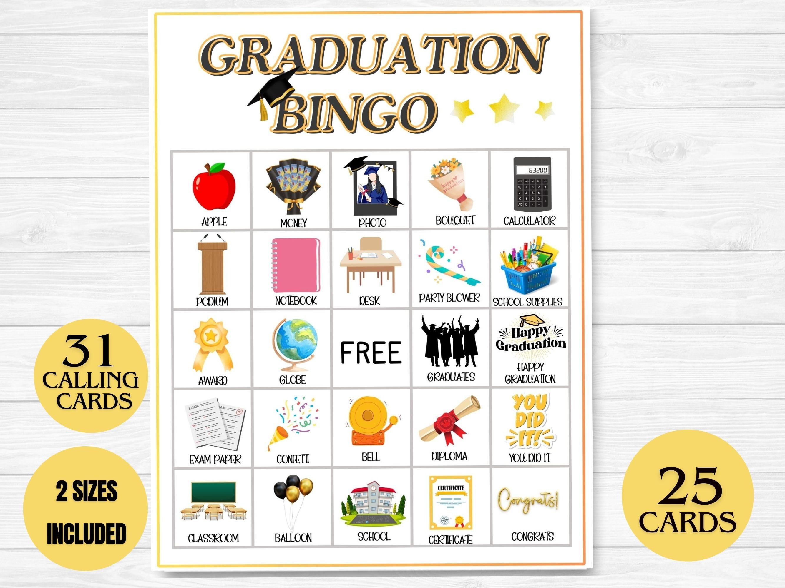 Graduation Bingo Game, Graduation Activity for Kids, Printable Bingo ...