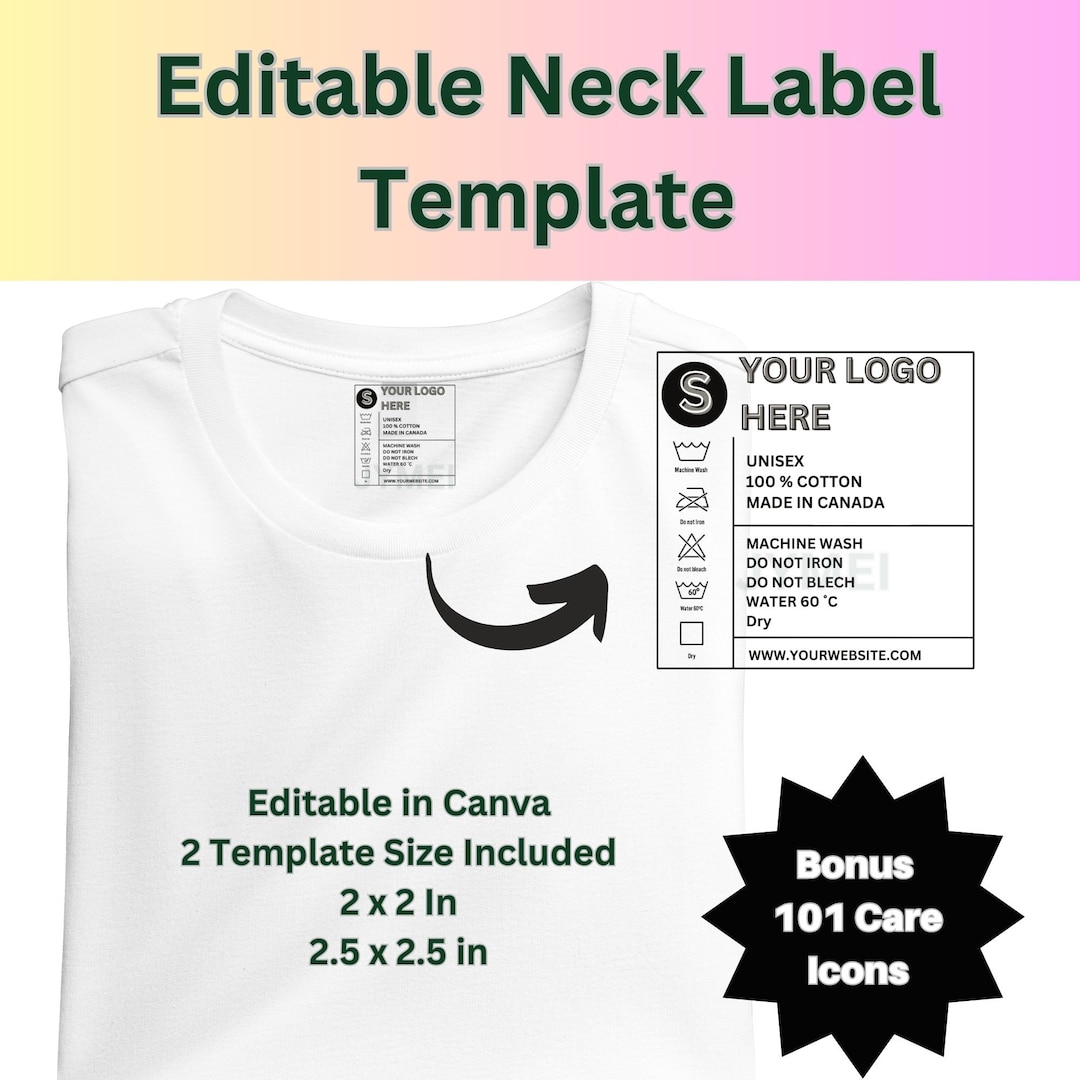 Editable Clothing Tag | Neck Label Template | Custom T-shirt Neck Label ...