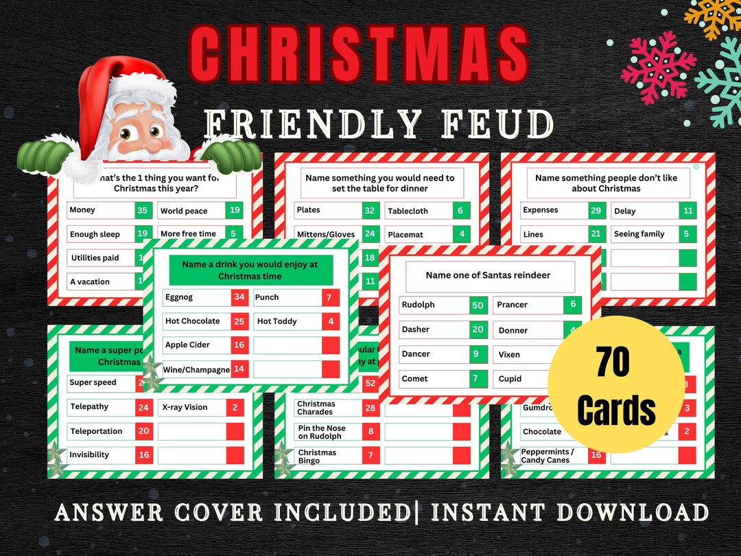 Christmas Friendly Feud Game Christmas Activity for Kids and Adults ...