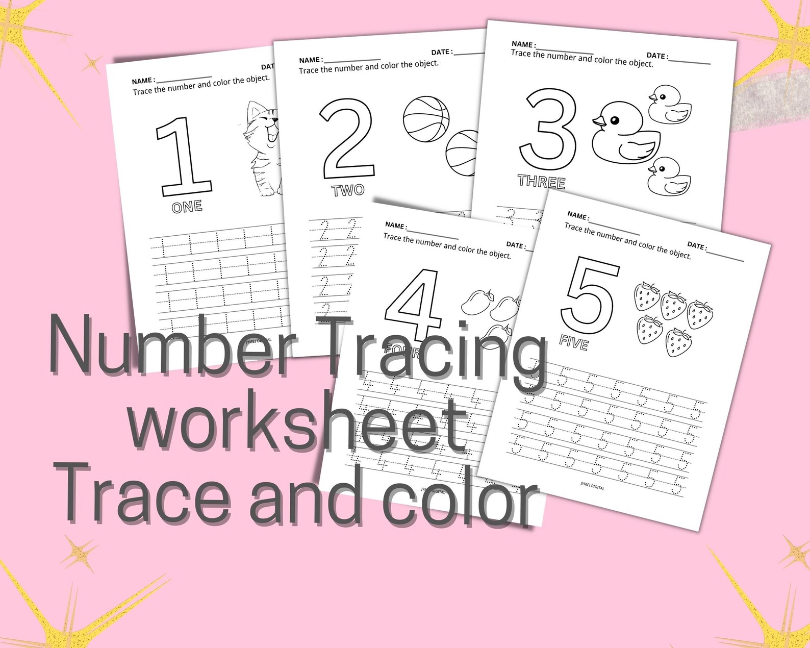 Printable Number Tracing Worksheet for Kids | Pre School Tracing Number ...