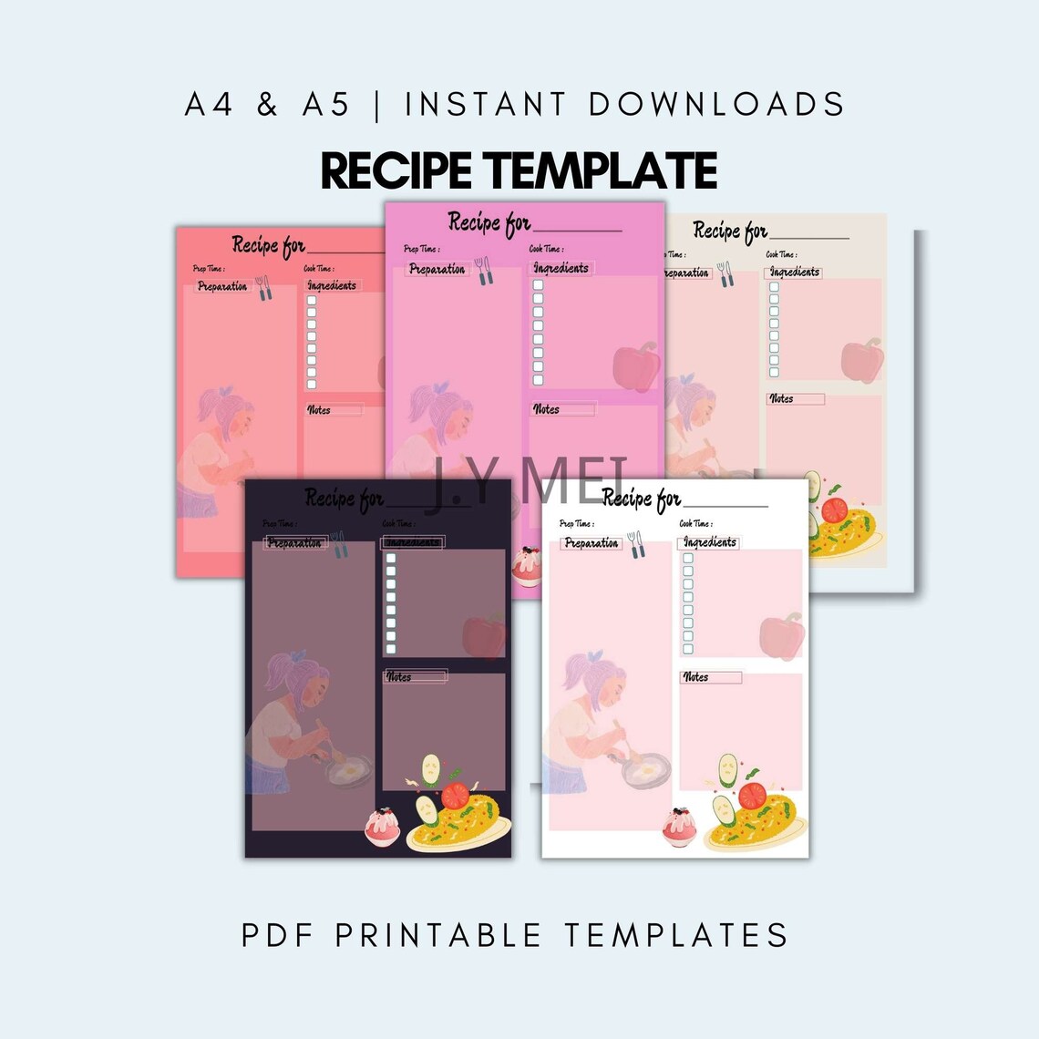 Recipe Page Temple Printable PDF recipe Template Simple - Etsy