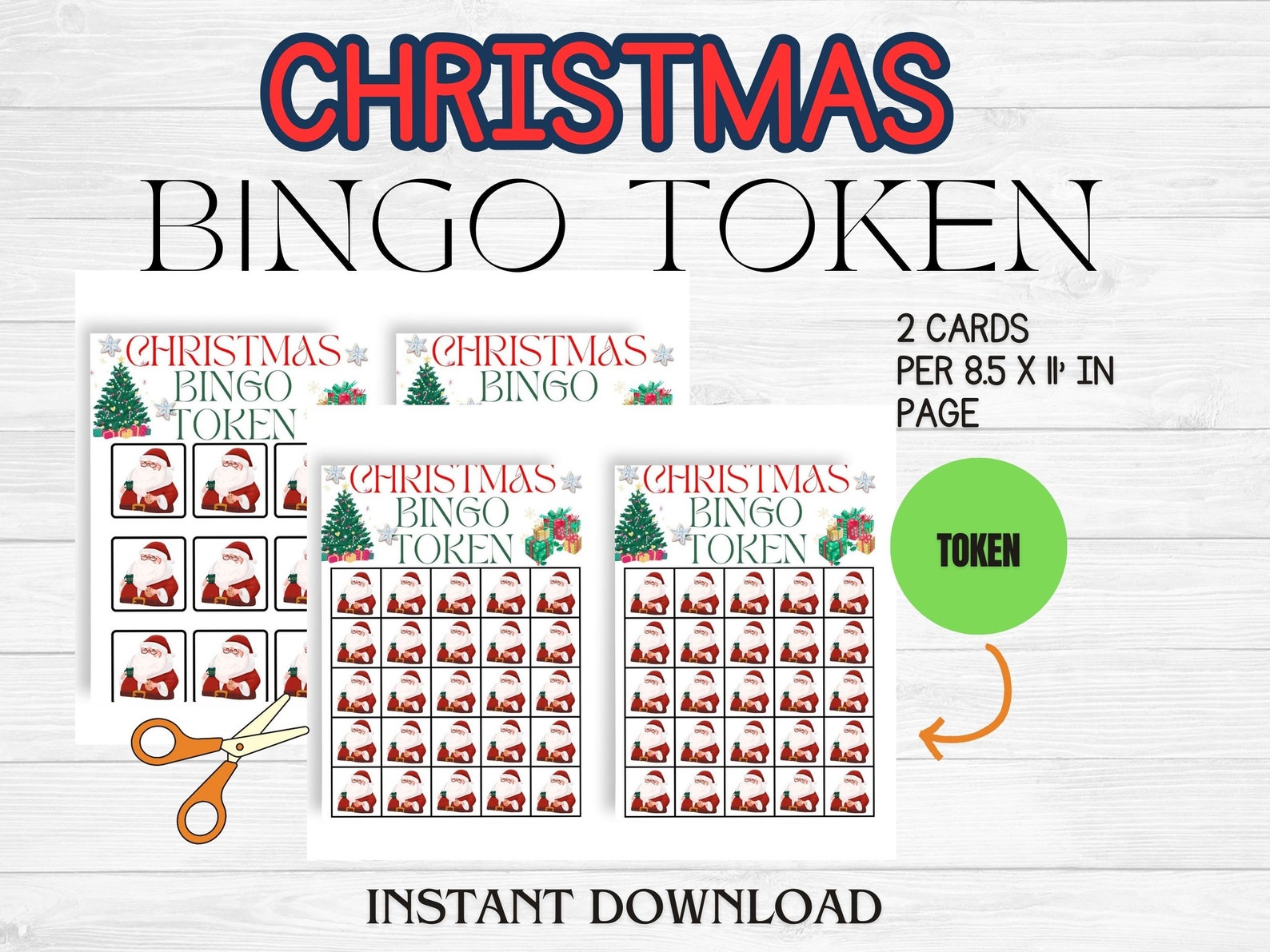 Christmas Bingo Cards Printable Party Game Christmas Activity Cute ...