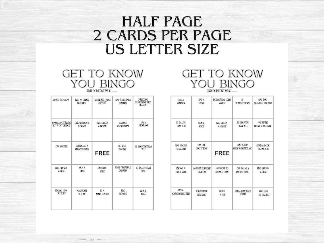 Get to Know You Bingo, Find Someone Bingo Game, Icebreaker Bingo Game ...