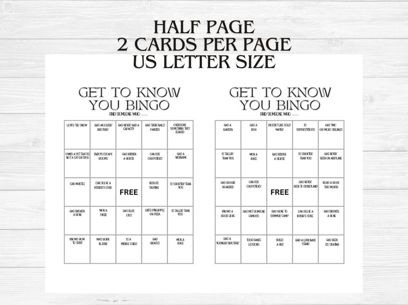 Get to Know You Bingo, Find Someone Bingo Game, Icebreaker Bingo Game ...