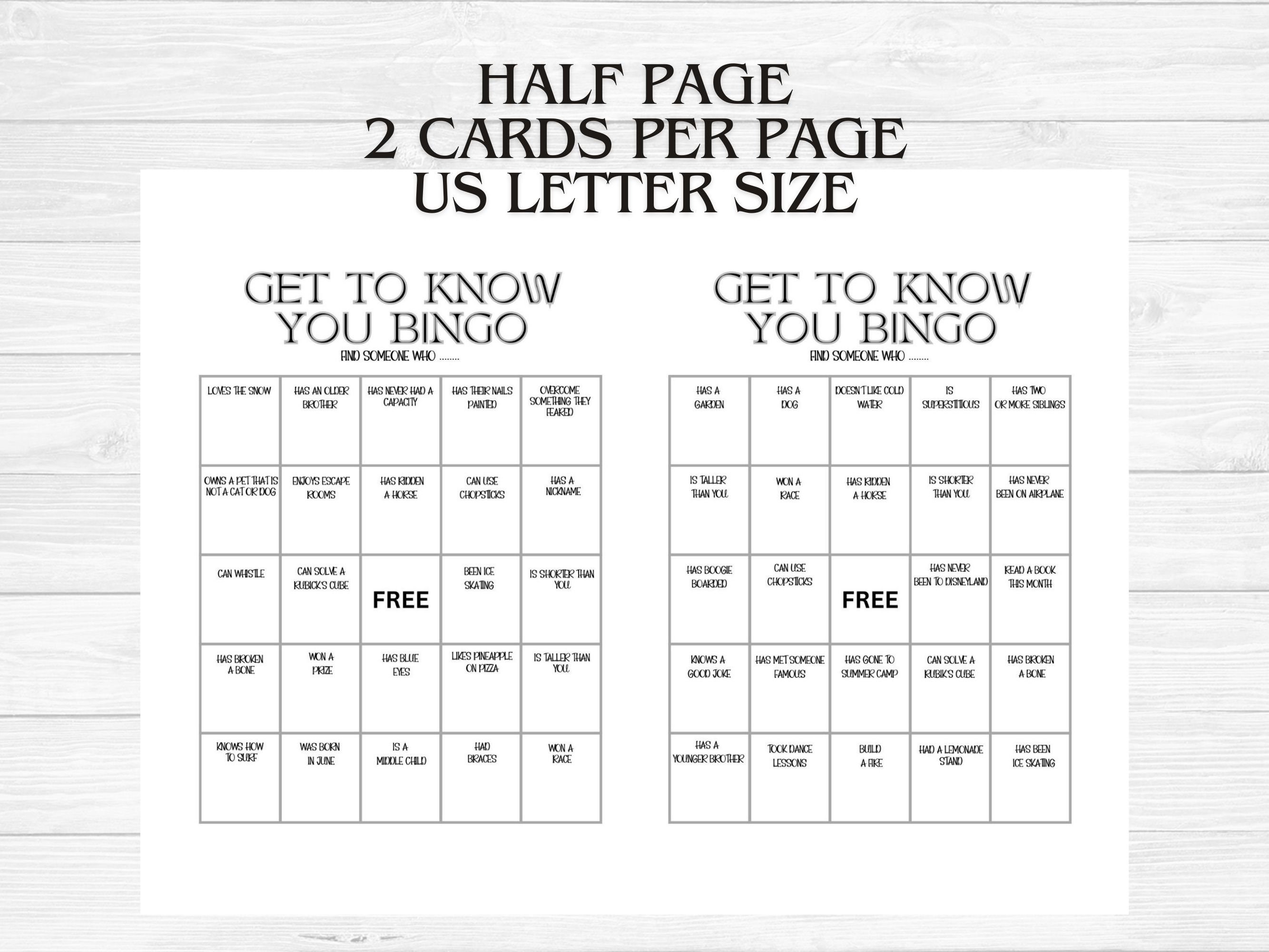 Get to Know You Bingo, Find Someone Bingo Game, Icebreaker Bingo Game ...