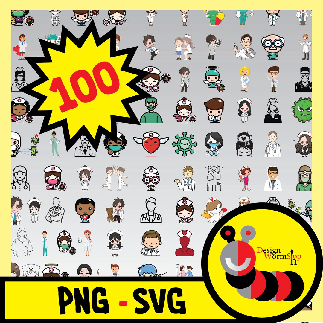 100 Medical Characters Svg Bundle Design Svg Cut Files Svg Files for ...