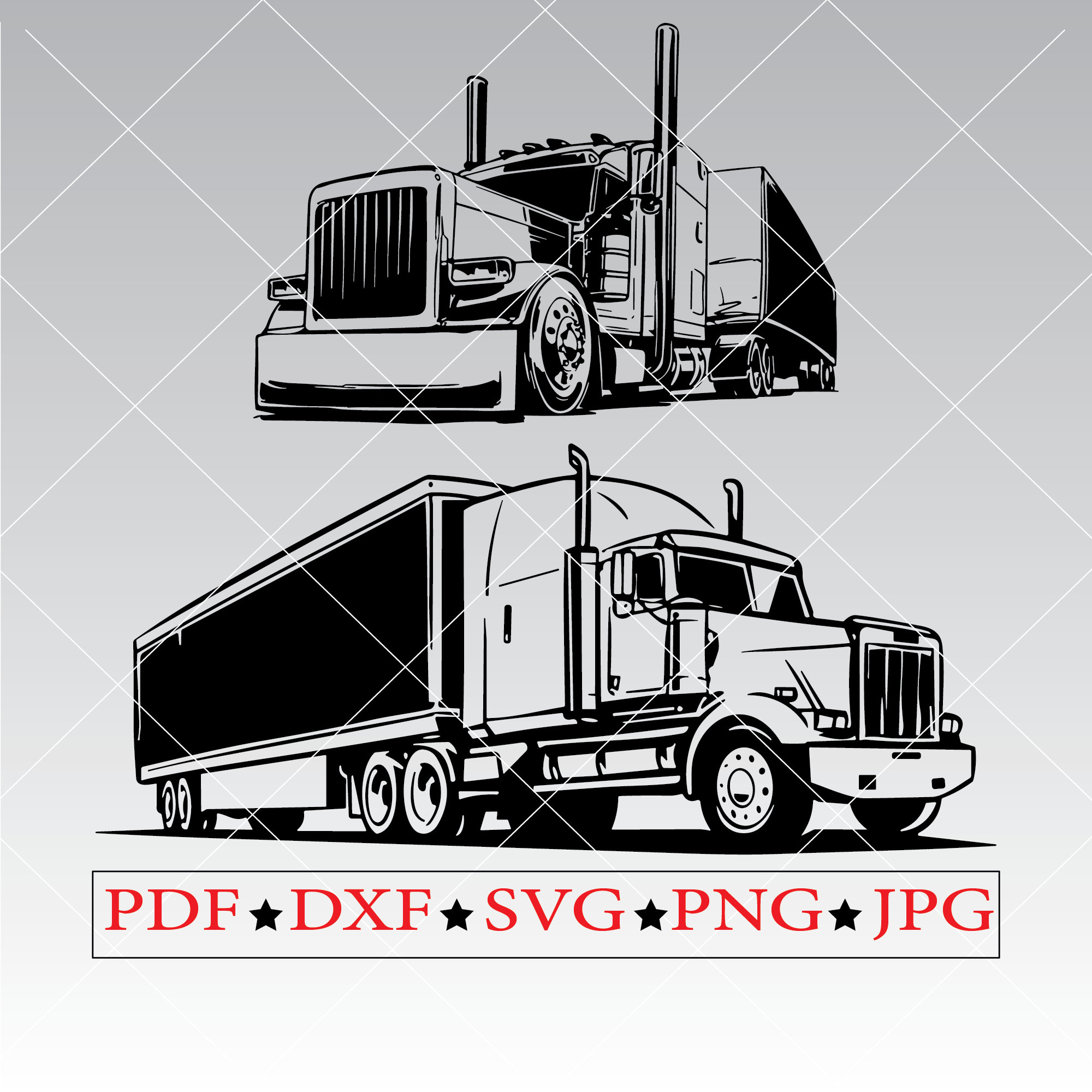Semi Truck SVG Bundle, Trailer Hauler PNG Clipart for Cricut, Trucking ...