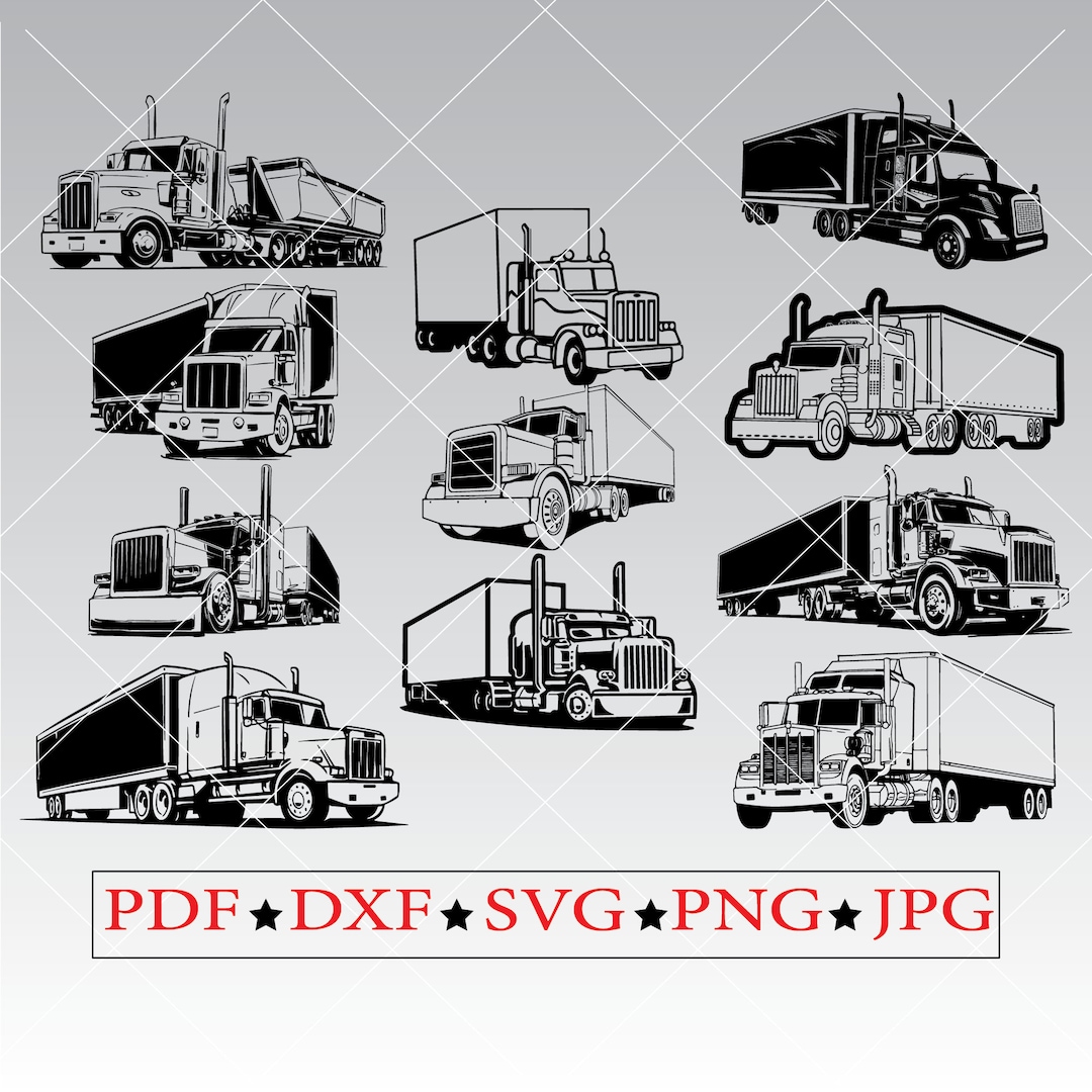 Semi Truck SVG Bundle, Trailer Hauler PNG Clipart for Cricut, Trucking ...