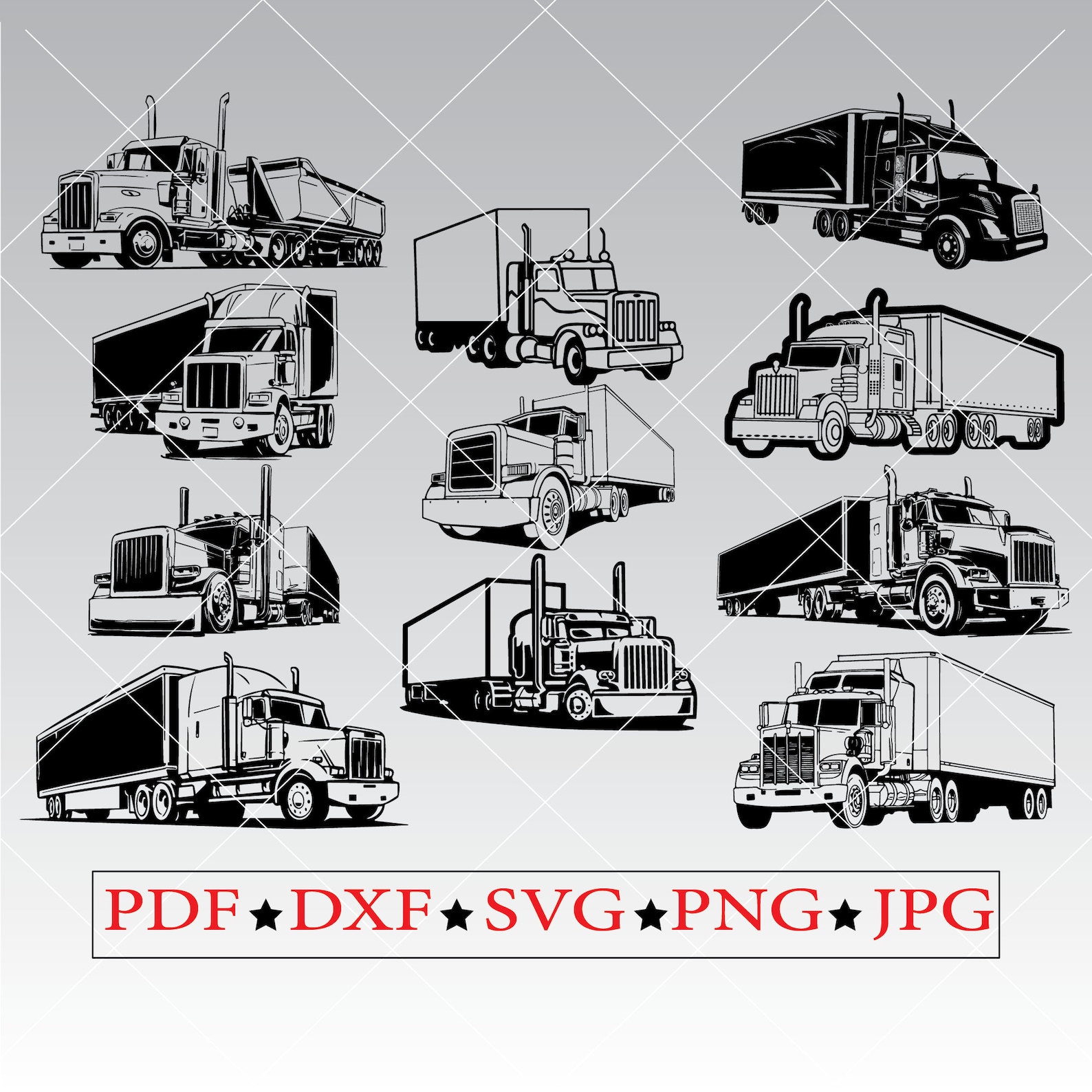 Semi Truck SVG Bundle, Trailer Hauler PNG Clipart (digital Download) - Etsy