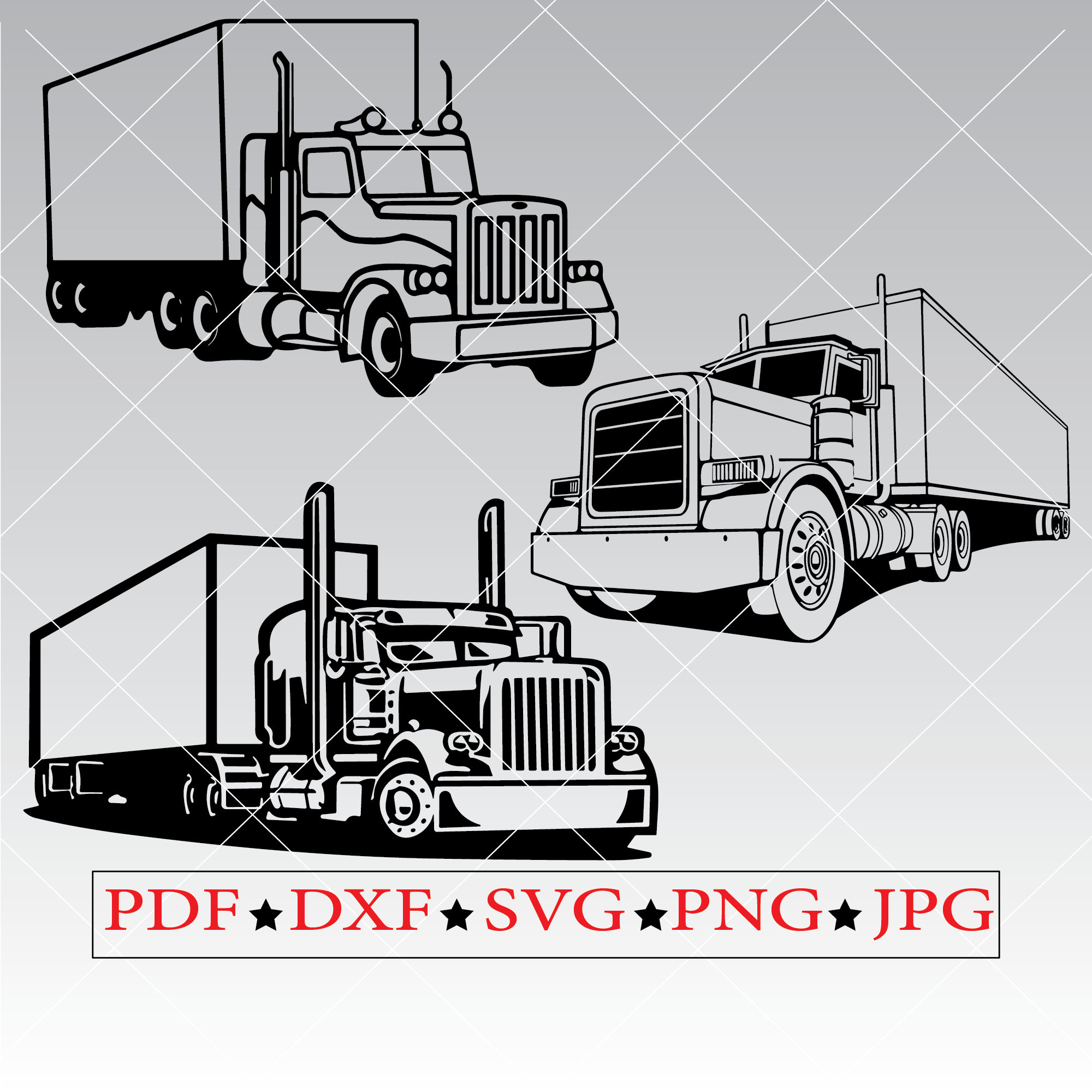 Semi Truck SVG Bundle, Trailer Hauler PNG Clipart for Cricut, Trucking ...