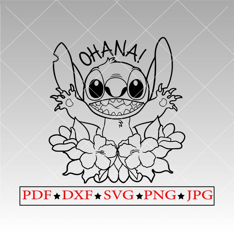 Stitch Ohana SVG Bundle, Hawaiian Flower PNG Clipart for Cricut, Luau ...