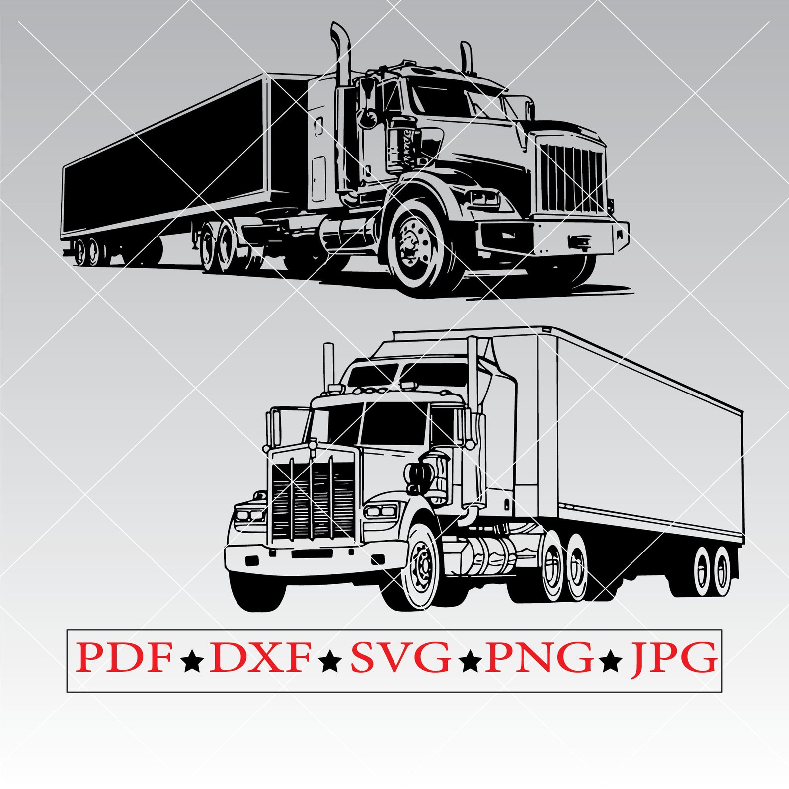 Semi Truck SVG Bundle, Trailer Hauler PNG Clipart for Cricut, Trucking ...