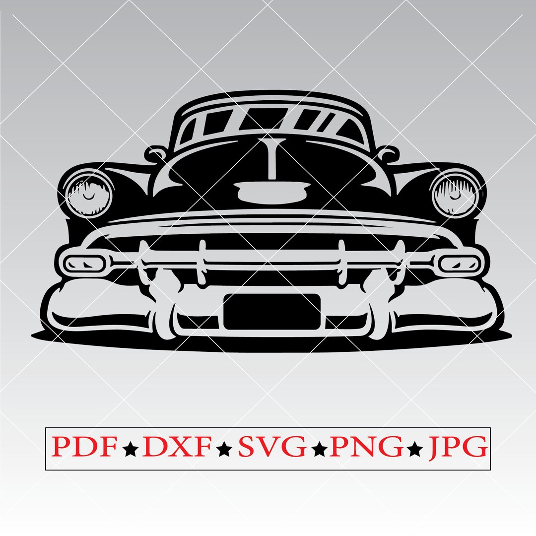 Classic Car SVG Front View, Vintage Muscle Car PNG Clipart for Cricut ...