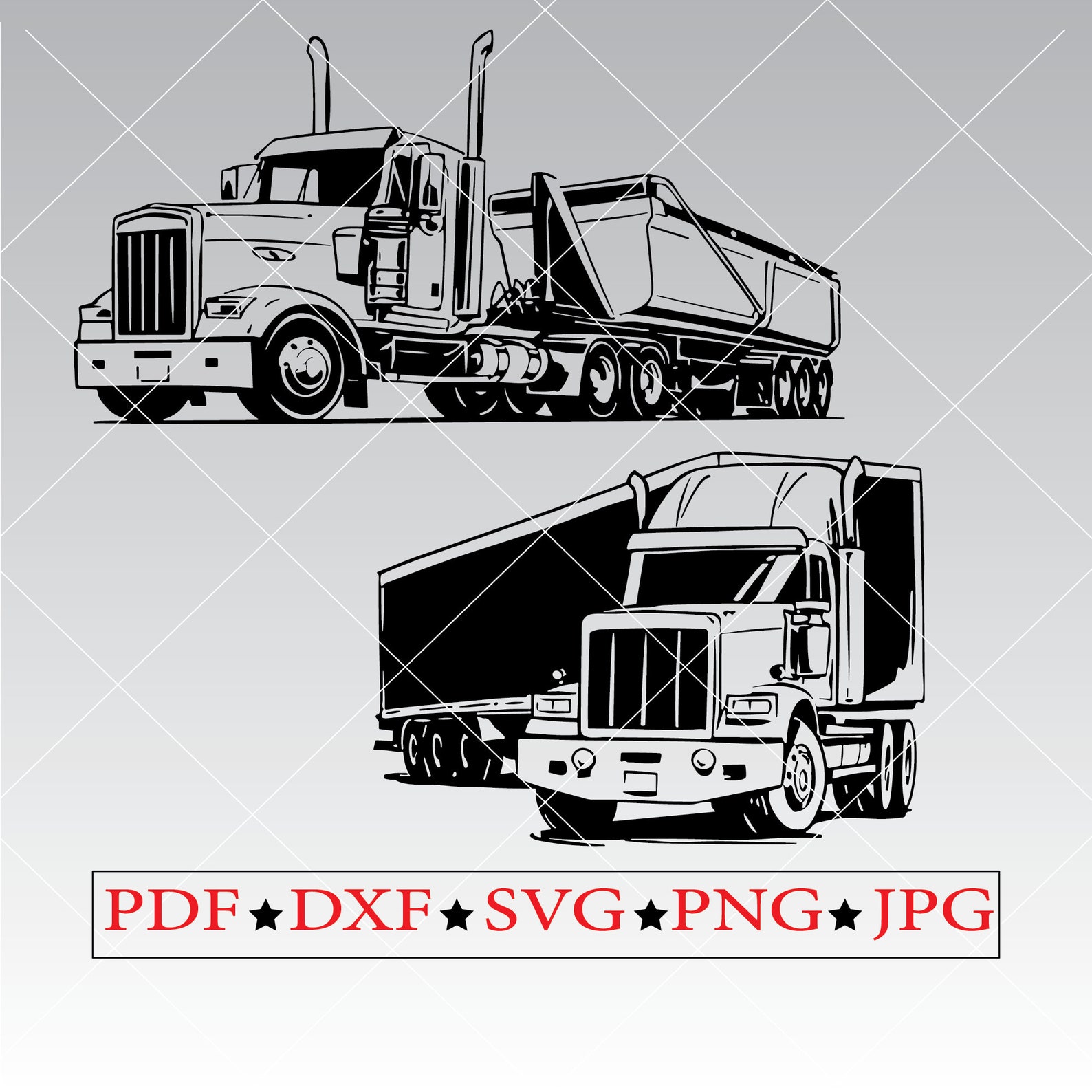 Semi Truck SVG Bundle, Trailer Hauler PNG Clipart for Cricut, Trucking ...
