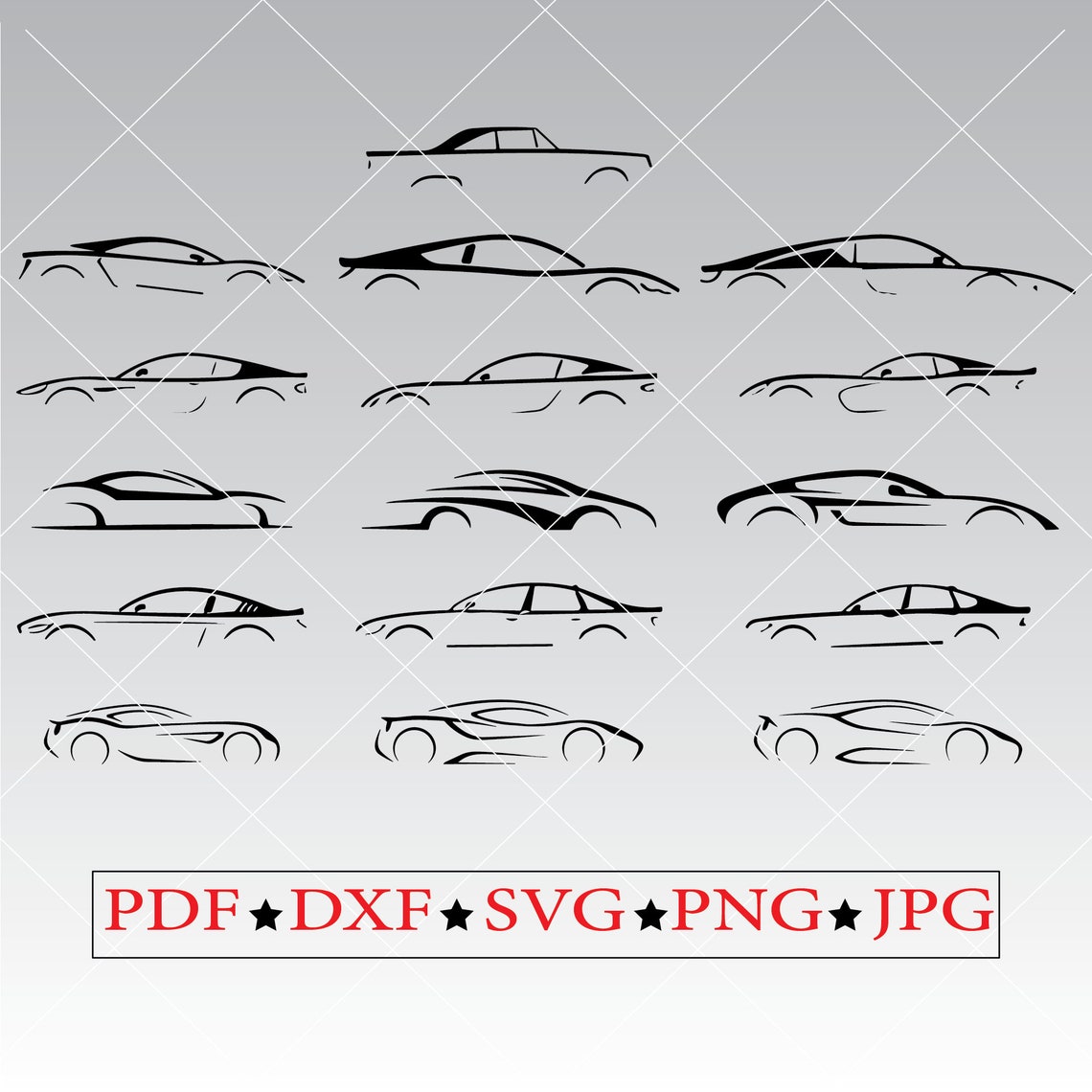 Sport Car Outline SVG Bundle, Minimalist Line Art PNG for Cricut ...