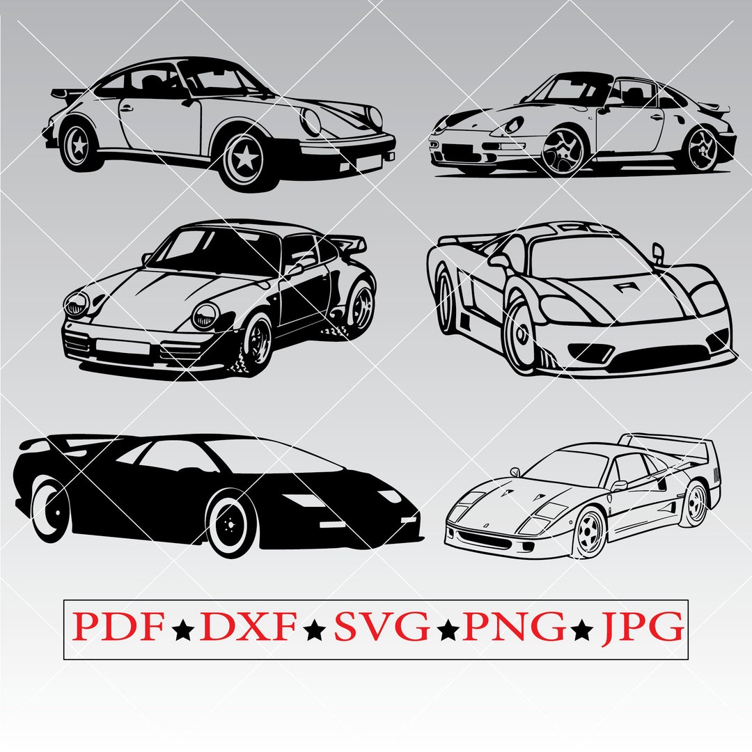 Abstract Car SVG Bundle, Sleek Sports Vehicle PNG Clipart for Cricut ...