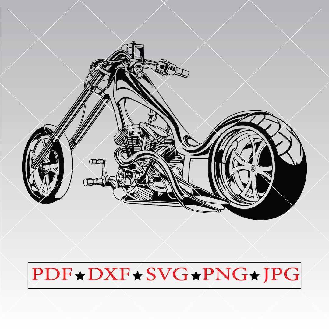 Detailed Chopper SVG, Biker Motorcycle PNG Clipart for Cricut ...