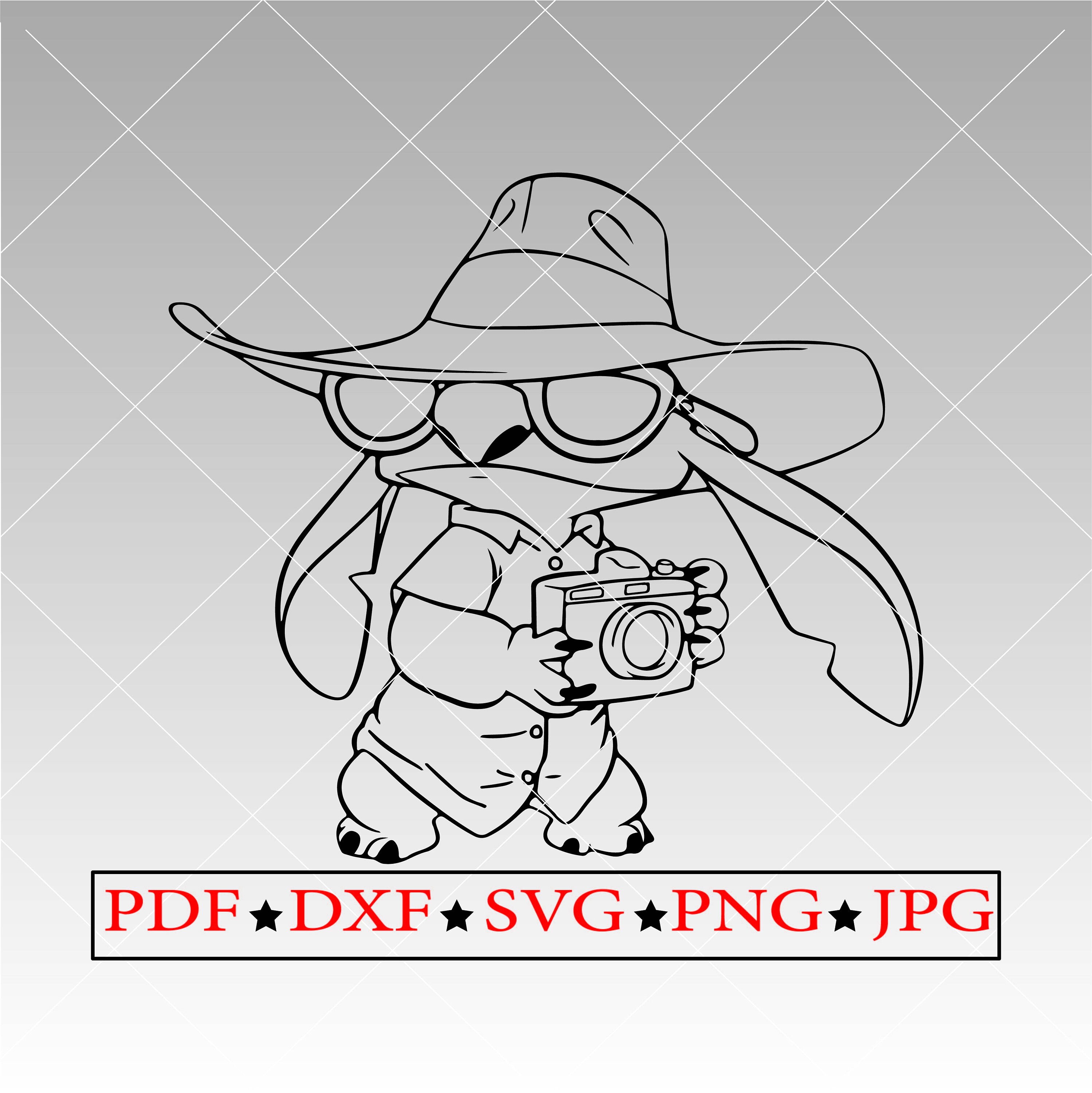 Stitch Outline SVG Bundle, Glasses Character PNG Clipart for Cricut ...