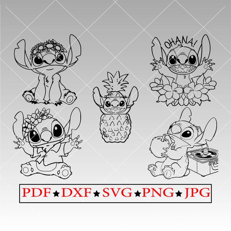Black and White Stitch Clipart - Etsy