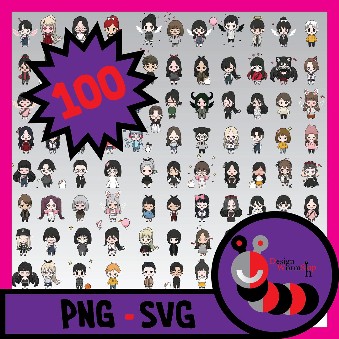 100 Cute Characters Svg Bundle Design Svg Cut Files Svg Files for ...