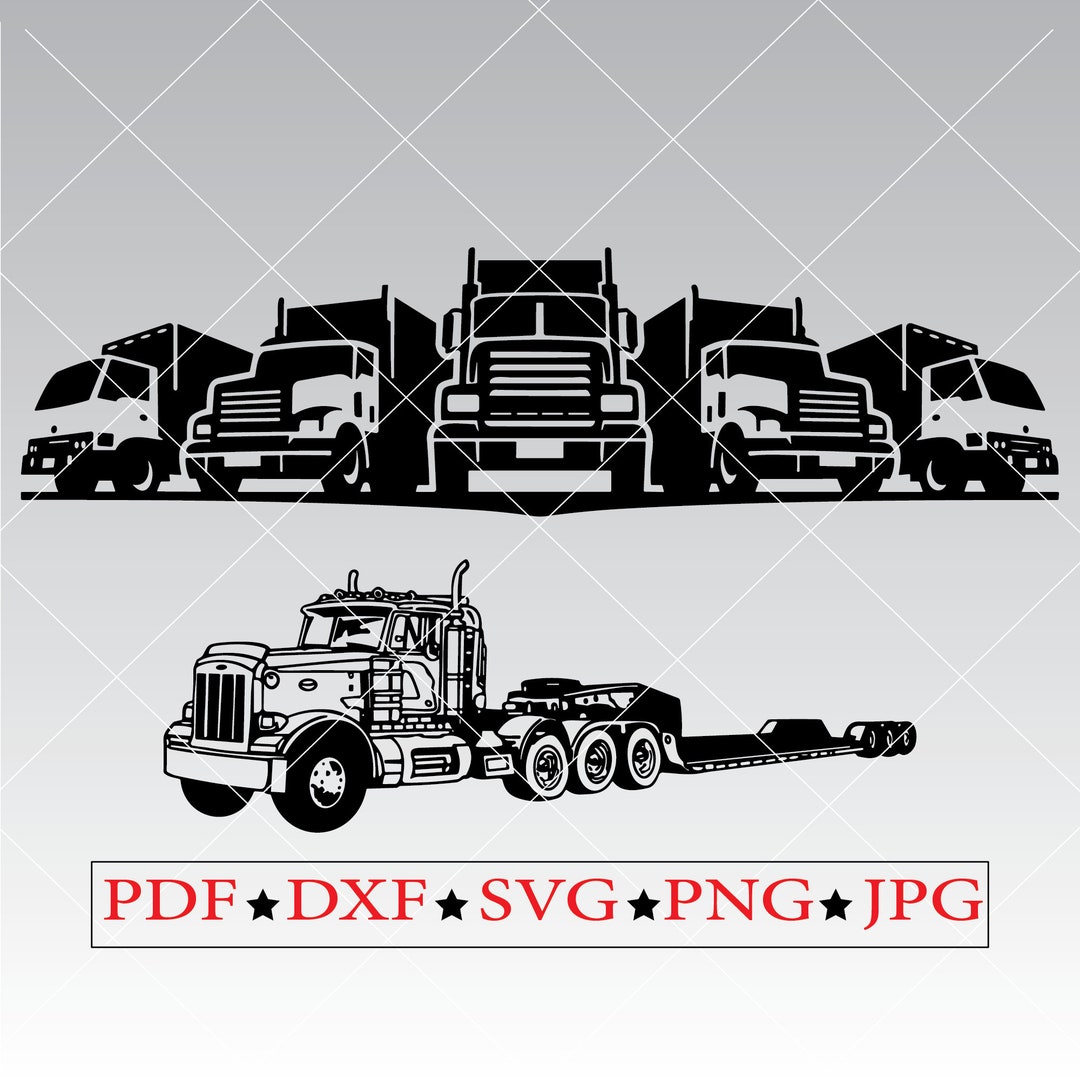 Semi Truck SVG Bundle, Big Rig Driver PNG Clipart for Cricut, Trucker ...