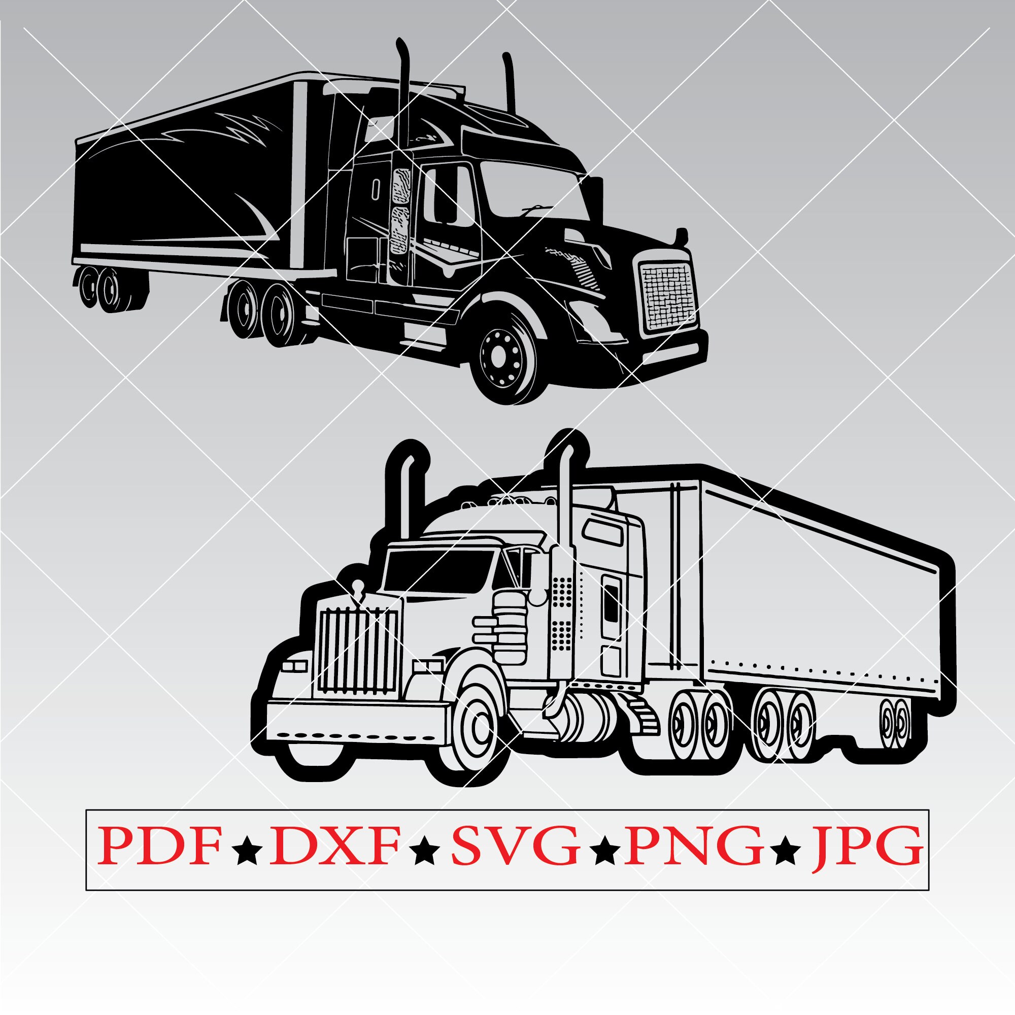 Semi Truck SVG Bundle, Trailer Hauler PNG Clipart for Cricut, Trucking ...