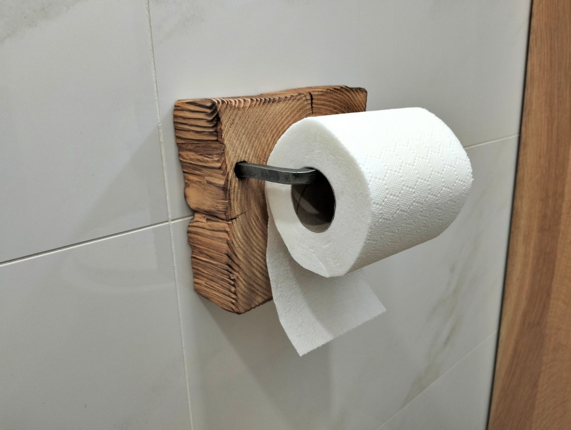 Rustic Reclaimed Beam Wood Toilet Paper Holder: Modern Farmhouse ...