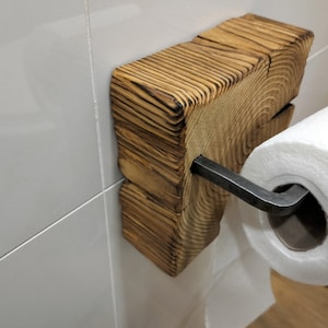 Old Beam Wood Wall Toilet Paper Holder. Rustic Bathroom Decor. Wooden ...