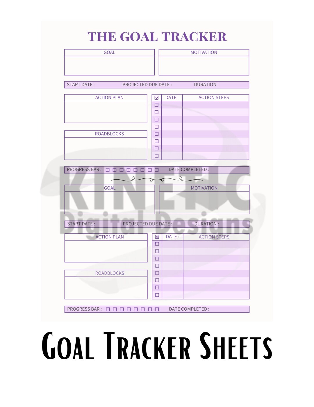 Goal Tracker Sheets - Etsy