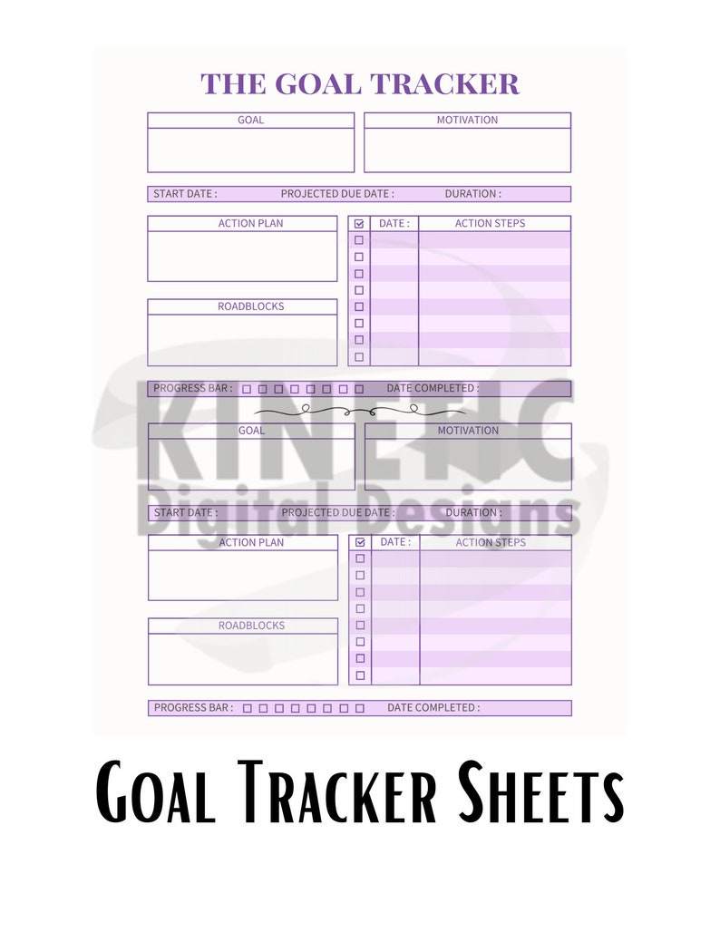 Goal Tracker Sheets - Etsy