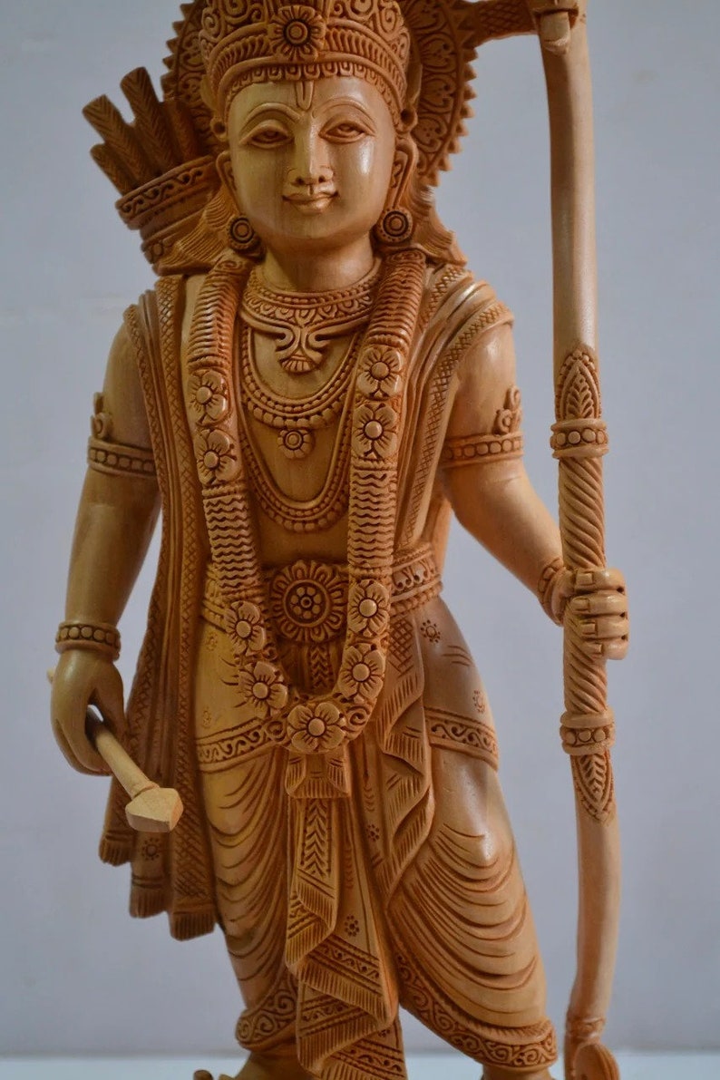 Wooden Standing Ayodhya Temple Rama Statue - Etsy