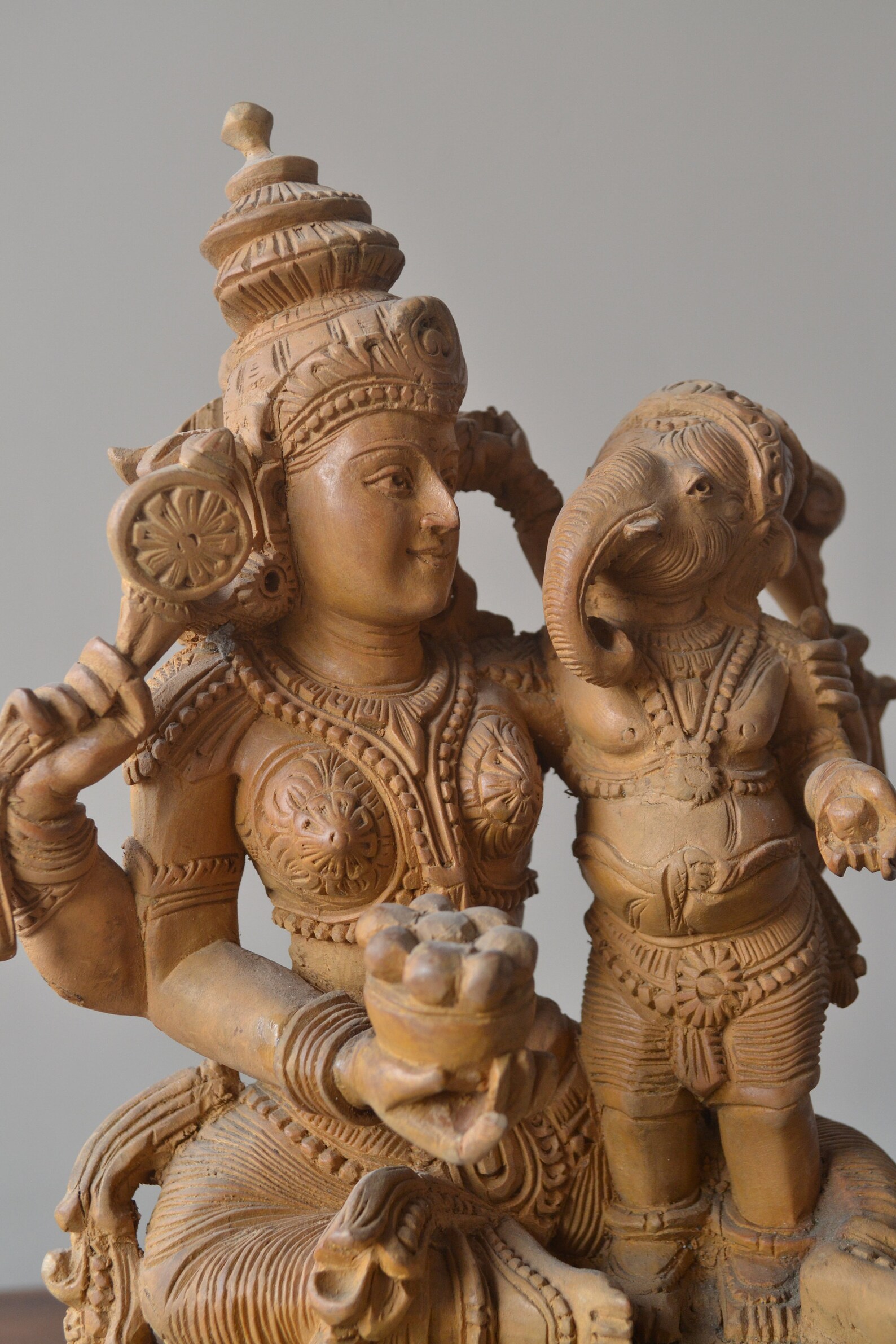 Sandalwood Special Carved Parvati and Ganesha Statue - Etsy