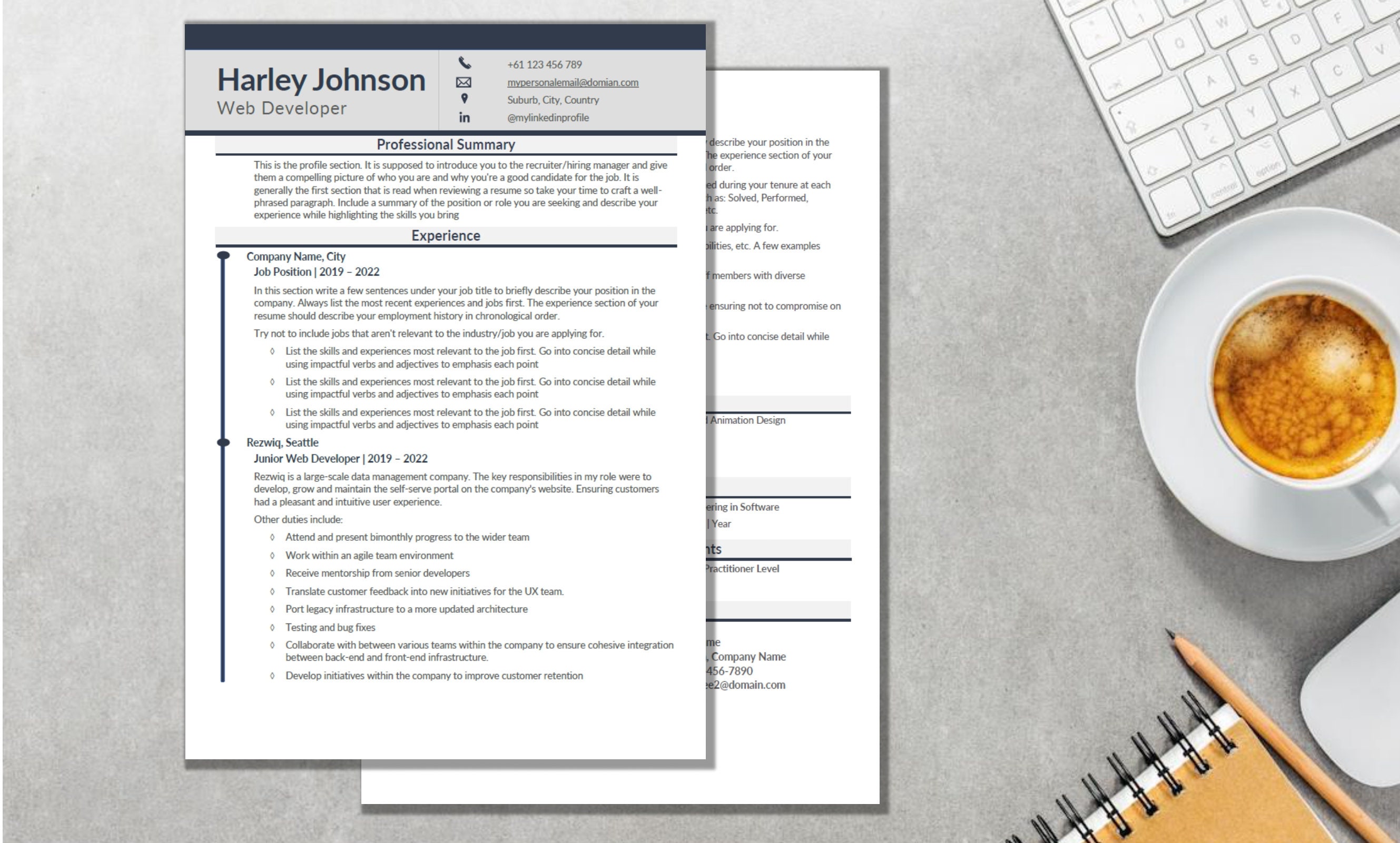 CV Template Resume Template Aesthetic Resume Template CV - Etsy UK