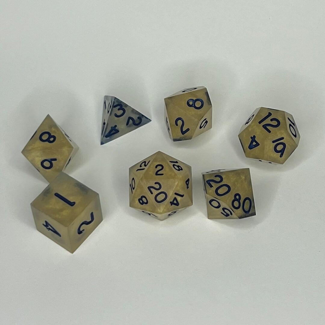 Aurum Navy - Sharp Edge 7pc Dnd Dice Set - Etsy