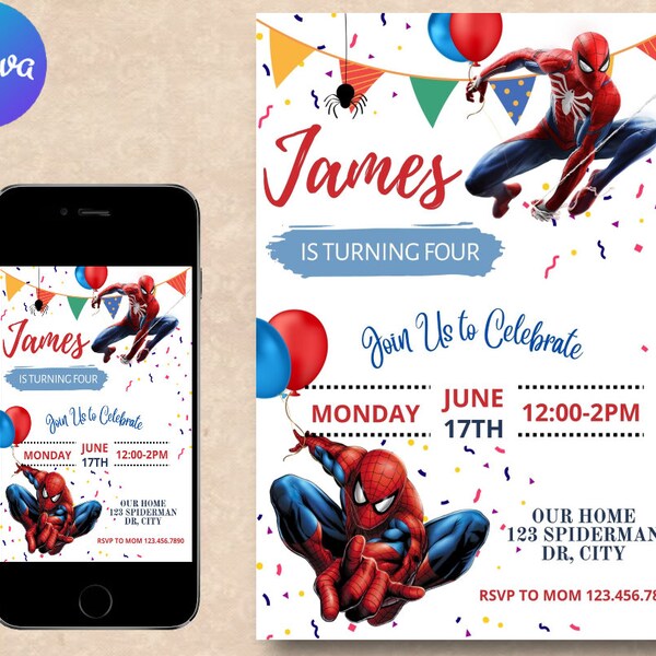Spiderman Invitation - Etsy