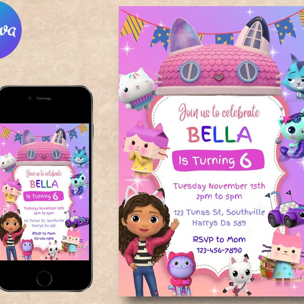 Gabby's Dollhouse Digital Invite - Etsy Canada