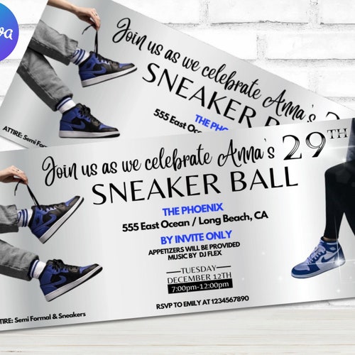 Digital Sneaker Ball Party Invitation Mens Birthday Invite - Etsy