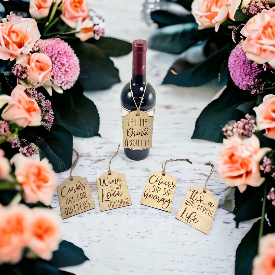 Wine Bottle Tags/ Wine Gift Tags | Reusable Hang Tags | Engraved Wood ...