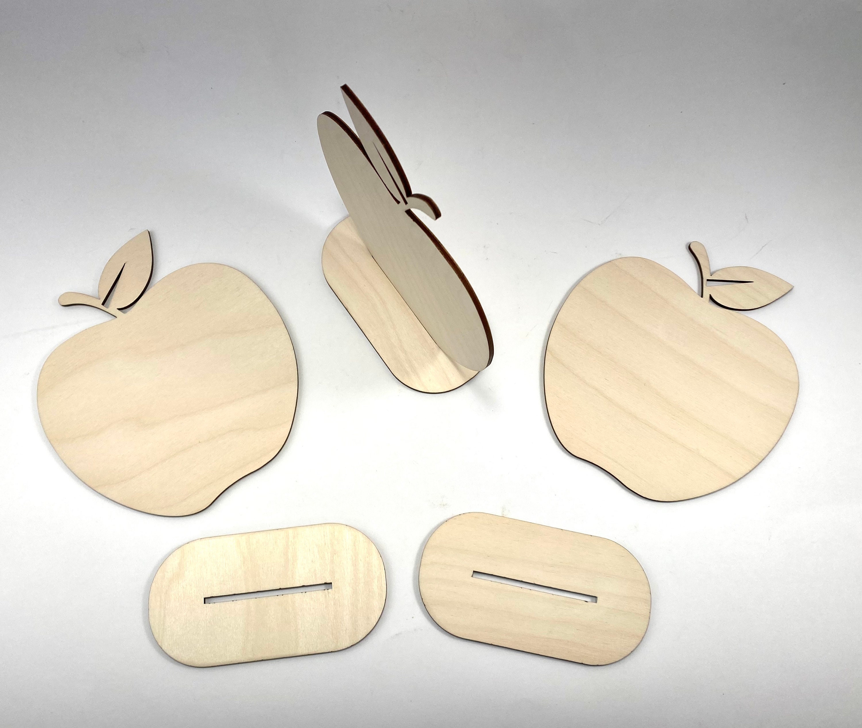 Laser Cut DIY Craft Blanks/apple With Base Stand (set of 6) - Etsy