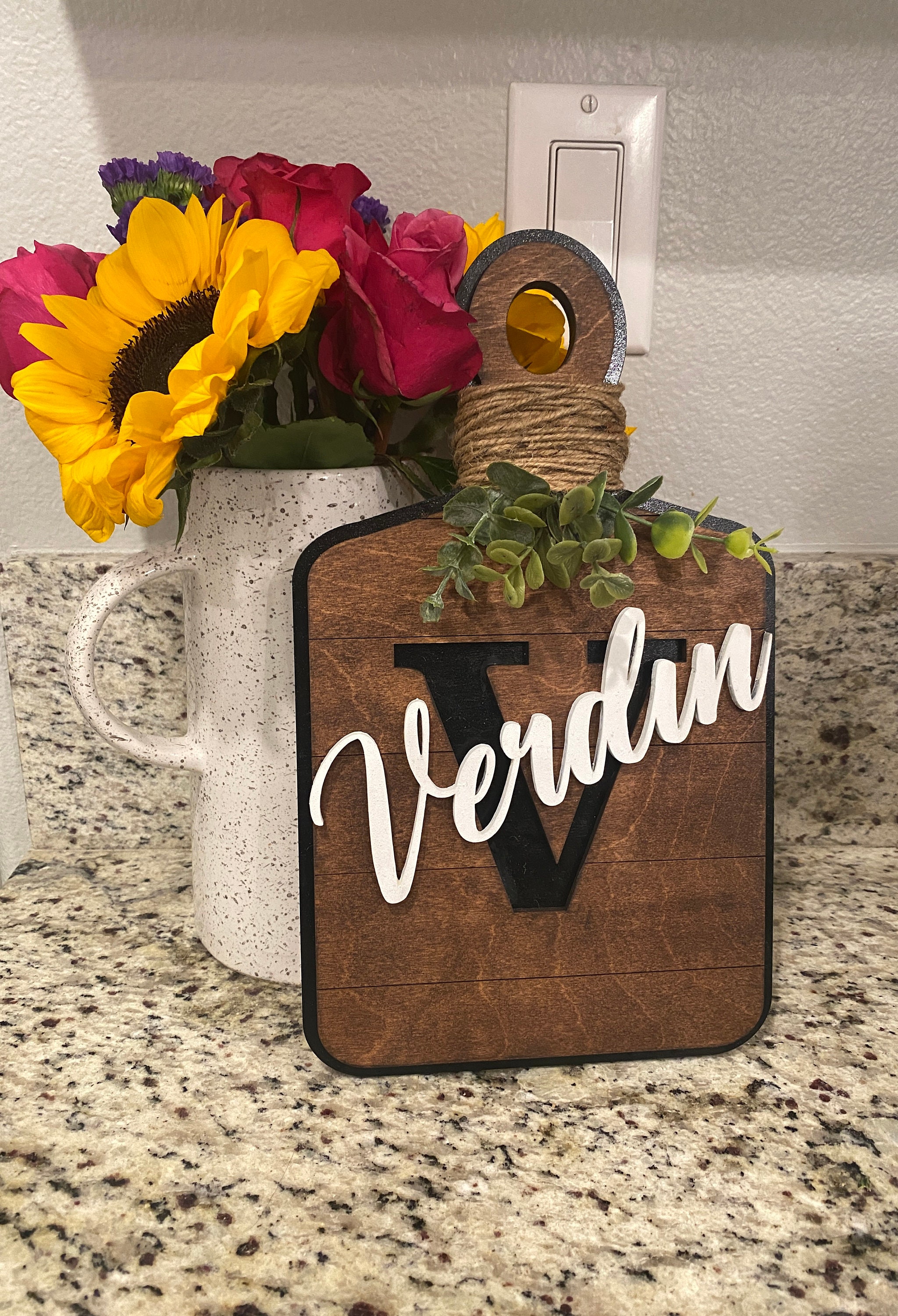 Decorative Cutting Board Monogramed Initial Sign Decorative Cutting ...