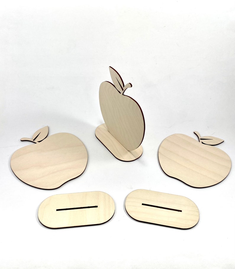 Laser Cut DIY Craft Blanks/apple With Base Stand (set of 6) - Etsy