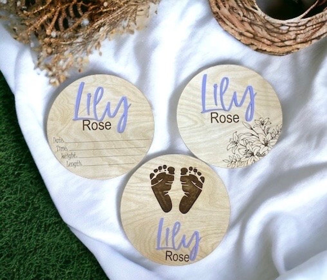 Baby Announcement Sign With Birth Stats Footprint Sign for Newborn Baby ...
