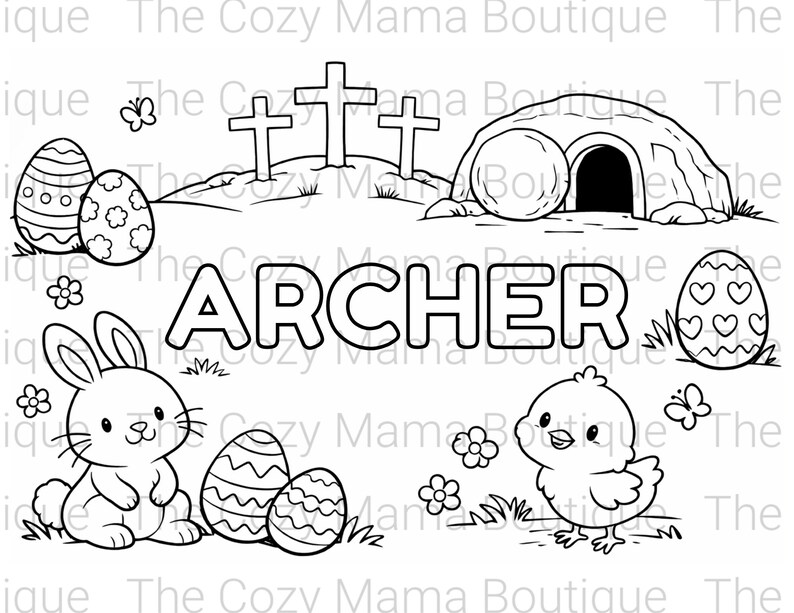 Easter Custom Name Coloring Sheet - Etsy