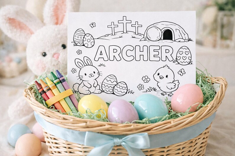 Easter Custom Name Coloring Sheet - Etsy